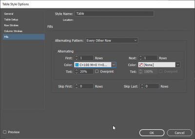Creating alternate striped rows using InDesign tables [-] – Catalog Tips